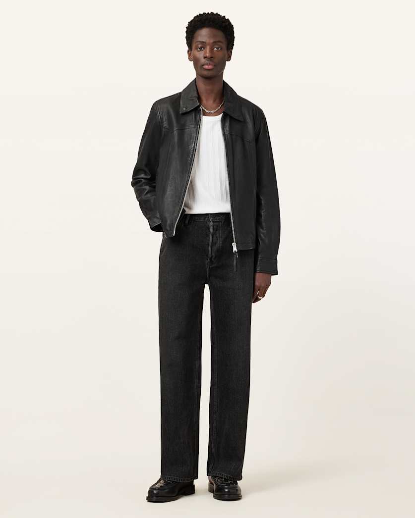 Lenny Loose Fit Wide Leg Denim Jeans Washed Black | ALLSAINTS